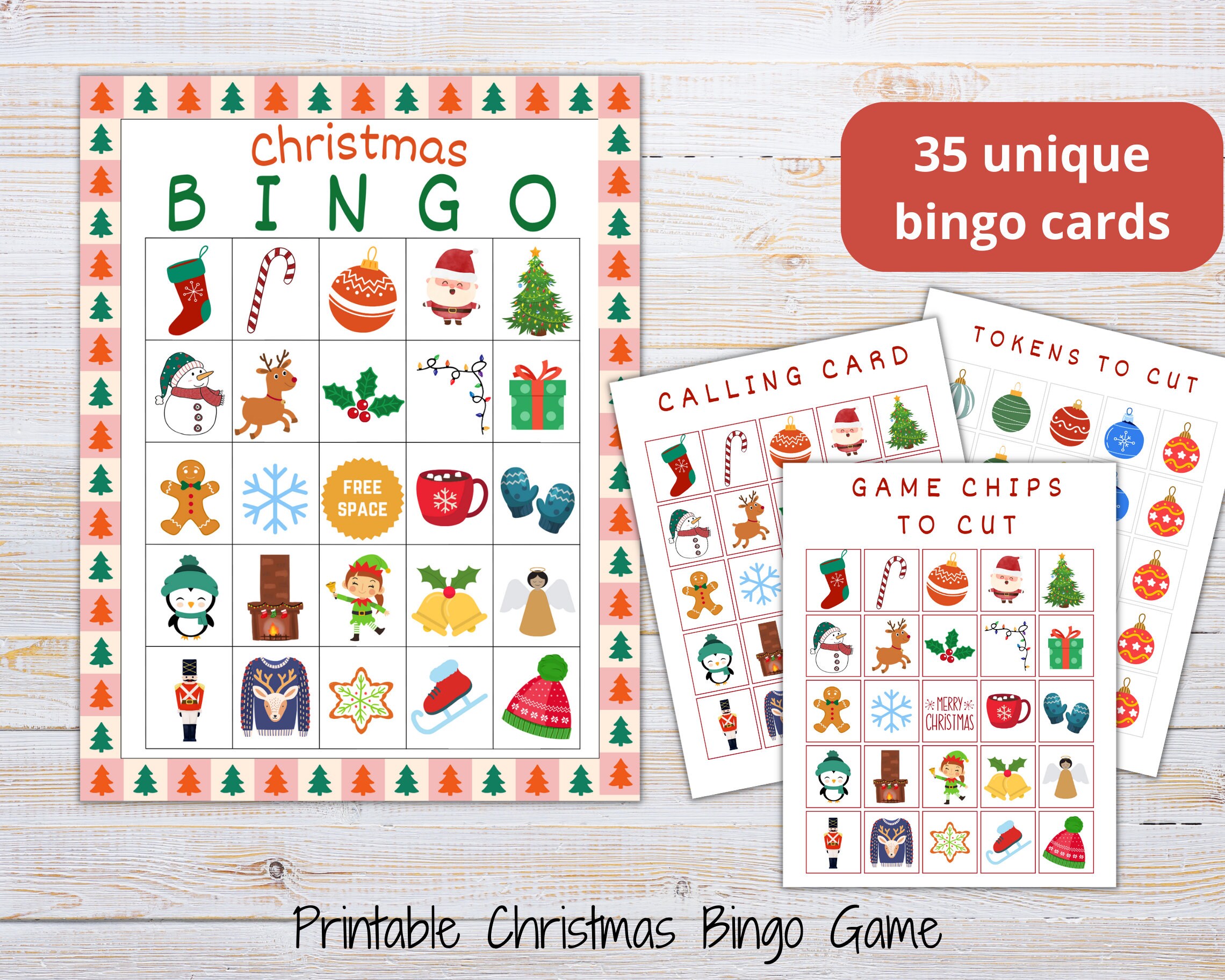 Printable Christmas Bingo Christmas Activity for Kids 35 Unique Bingo ...