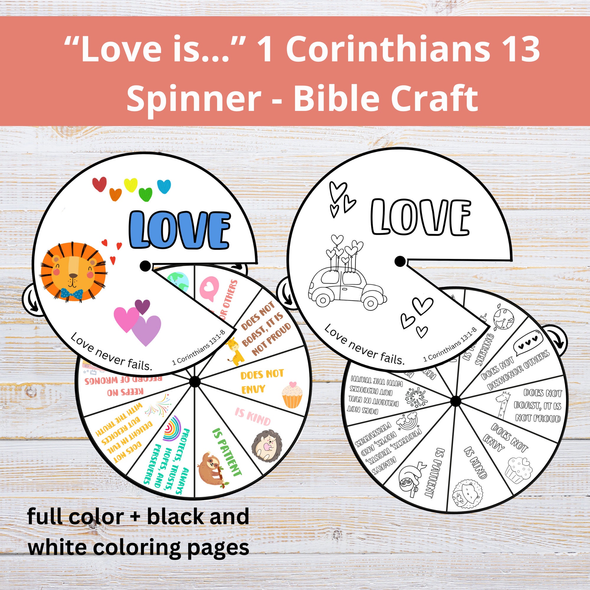 Gods Love Bible Craft Spinner | 1 Corinthians 13 Craft | Christian ...
