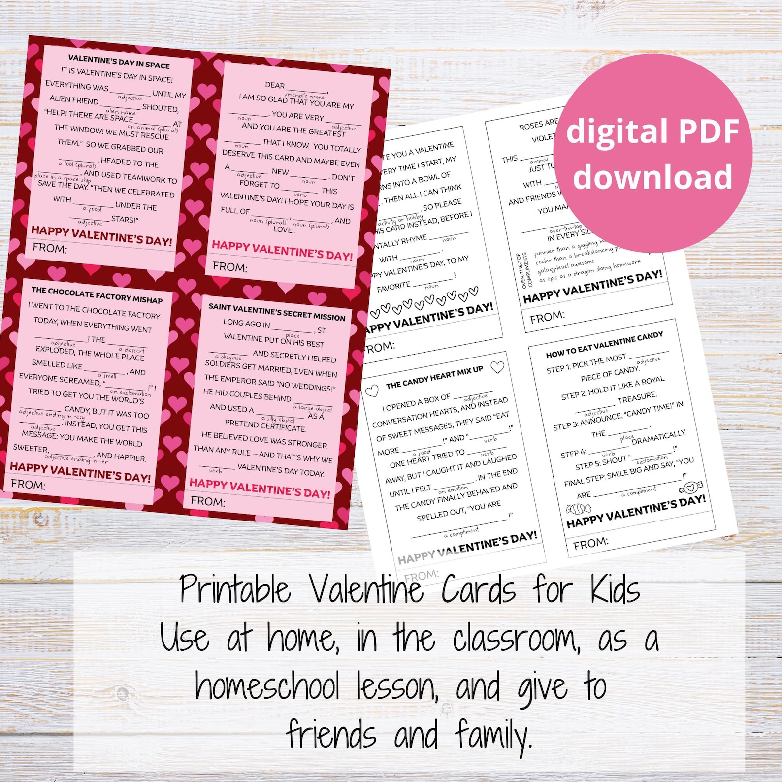 Printable Mad Libs Inspired Valentines | Cute Funny Fill in the Blank ...