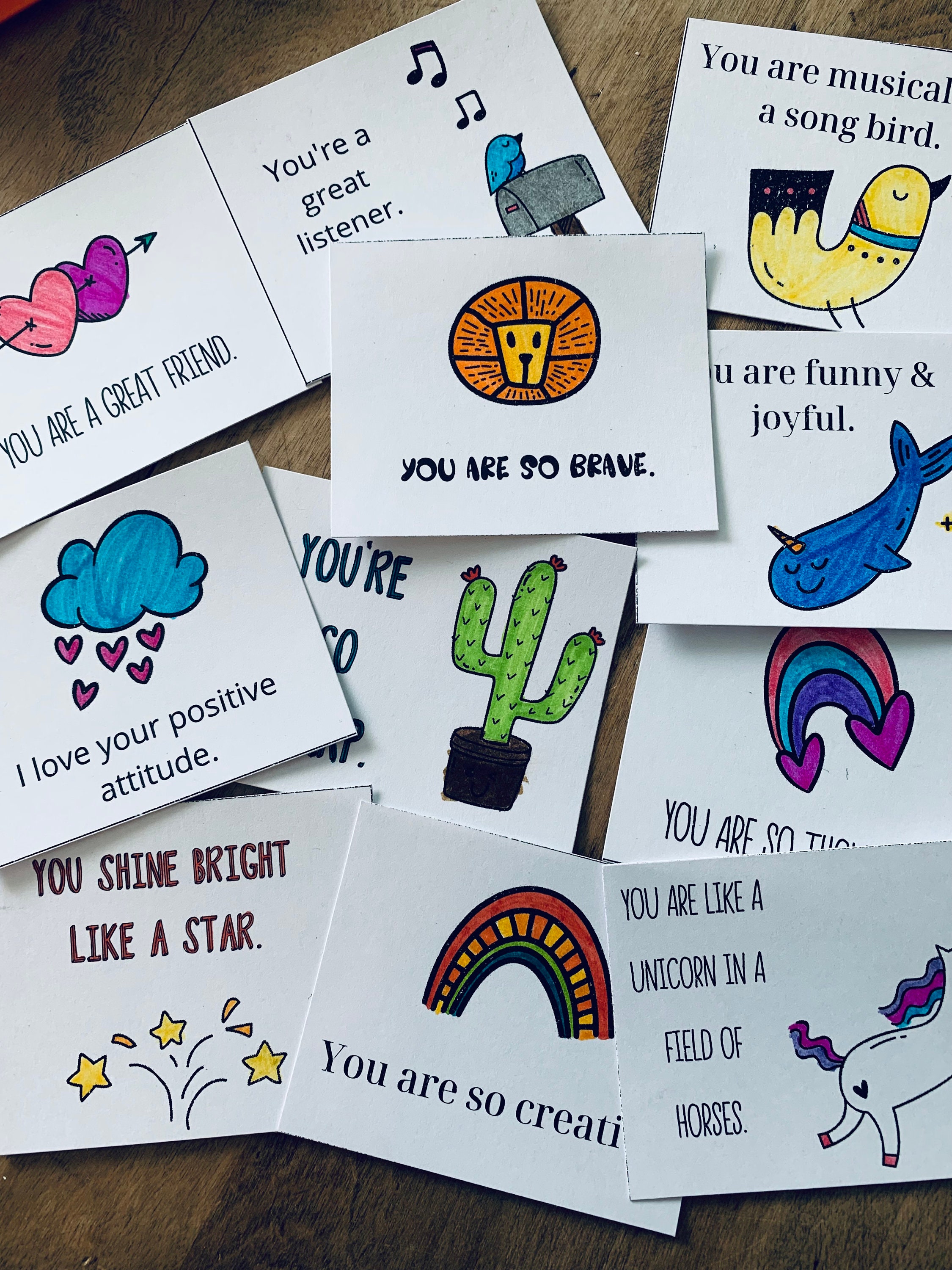 Compliment Cards Kindness Cards to Color Printable - Etsy