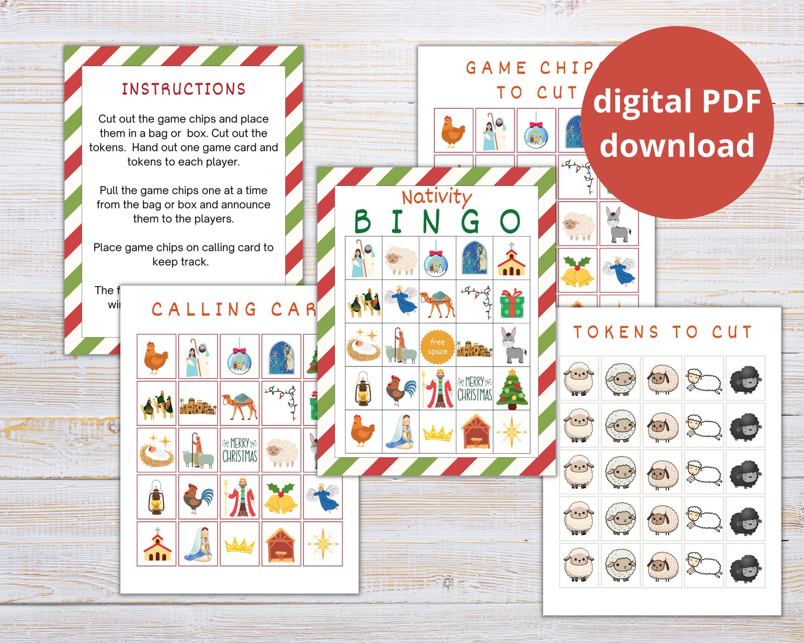 Printable Nativity Bingo | Christmas Bingo for Kids | 35 Unique Bingo ...