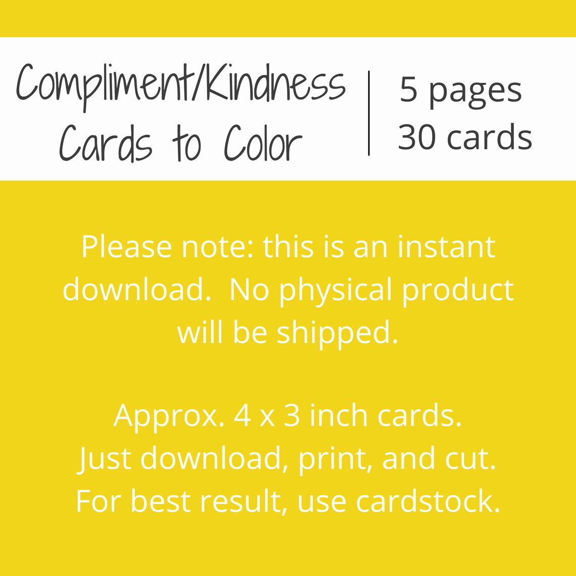 Compliment Cards Kindness Cards to Color Printable - Etsy