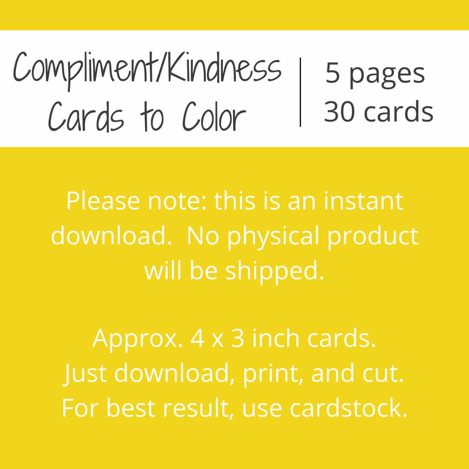 Compliment Cards Kindness Cards to Color Printable Positivity Cards ...