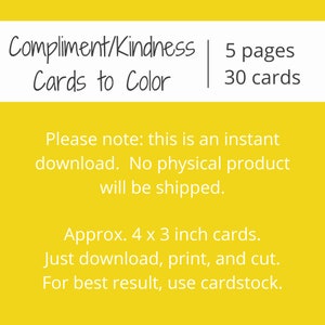 Compliment Cards | Kindness Cards to Color | Printable Positivity Cards ...
