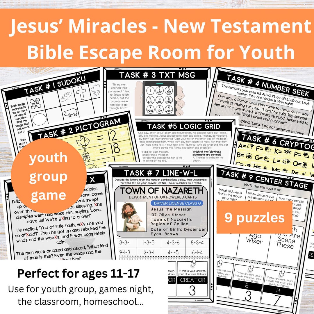 Jesus' Miracles New Testament Escape Room | Bible Escape Room | Youth ...