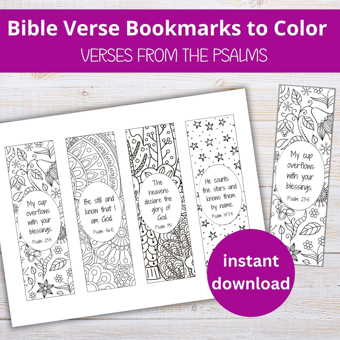 Psalms Bookmarks to Color | Bible Verse Coloring Page | DIY Bookmarks ...