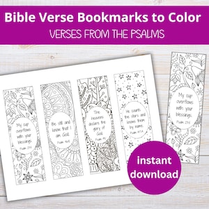 Psalms Bookmarks to Color | Bible Verse Coloring Page | DIY Bookmarks ...