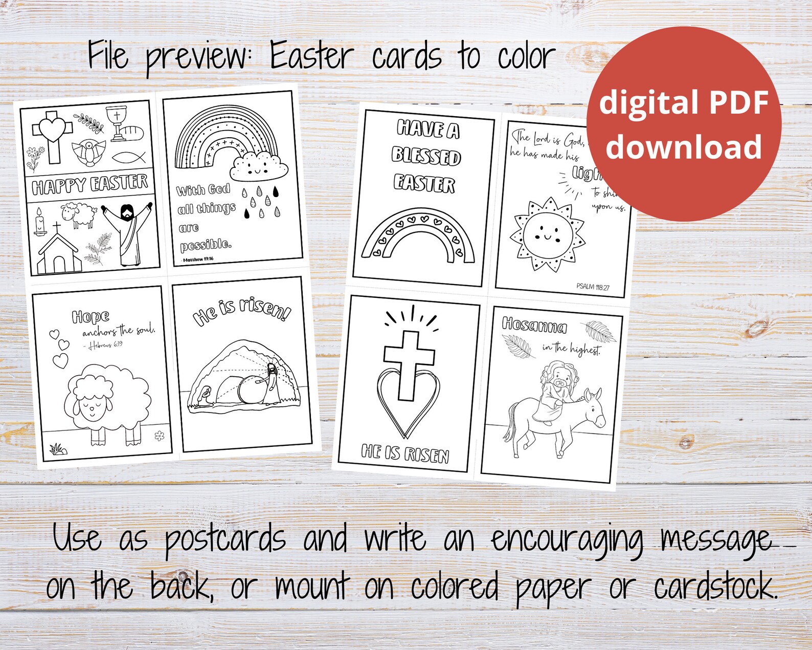 Printable Easter Cards to Color | Religious Easter Cards | Christian ...