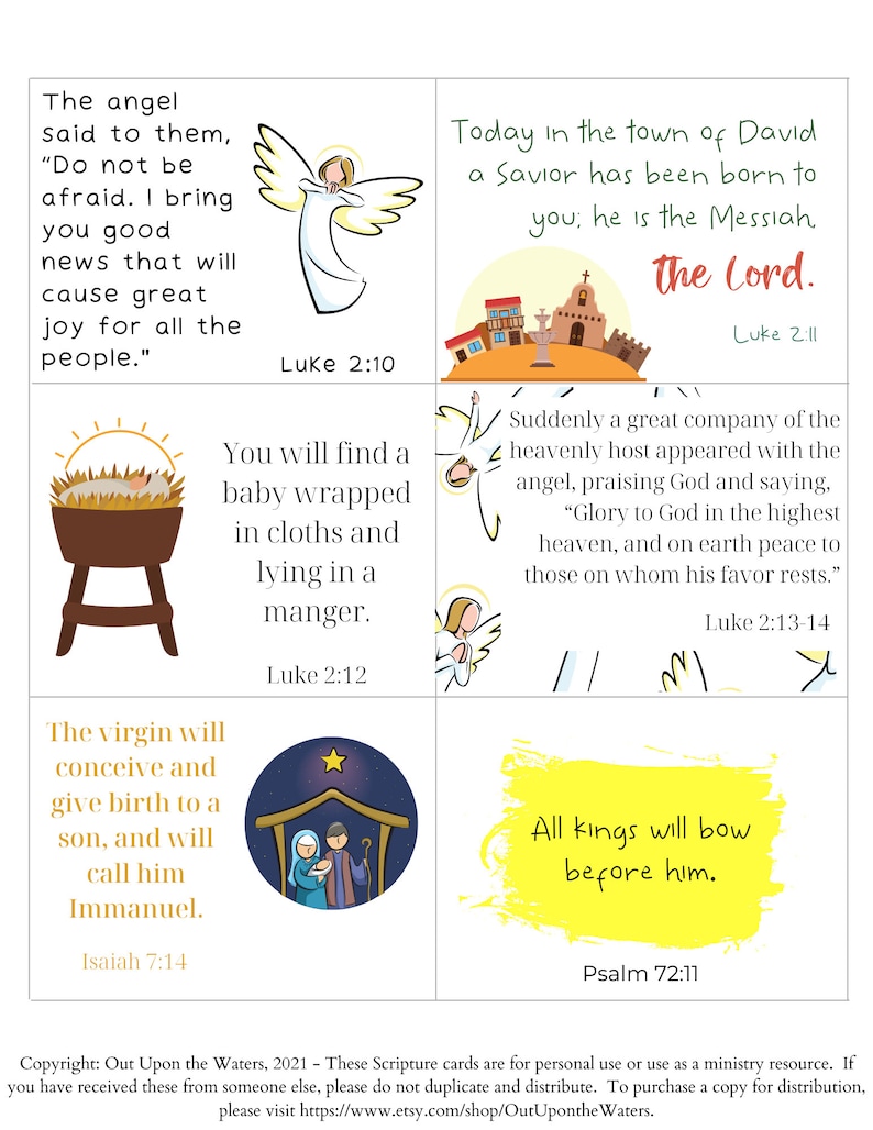 Christmas Bible Verse Note Cards | Printable Scripture Cards for Kids ...