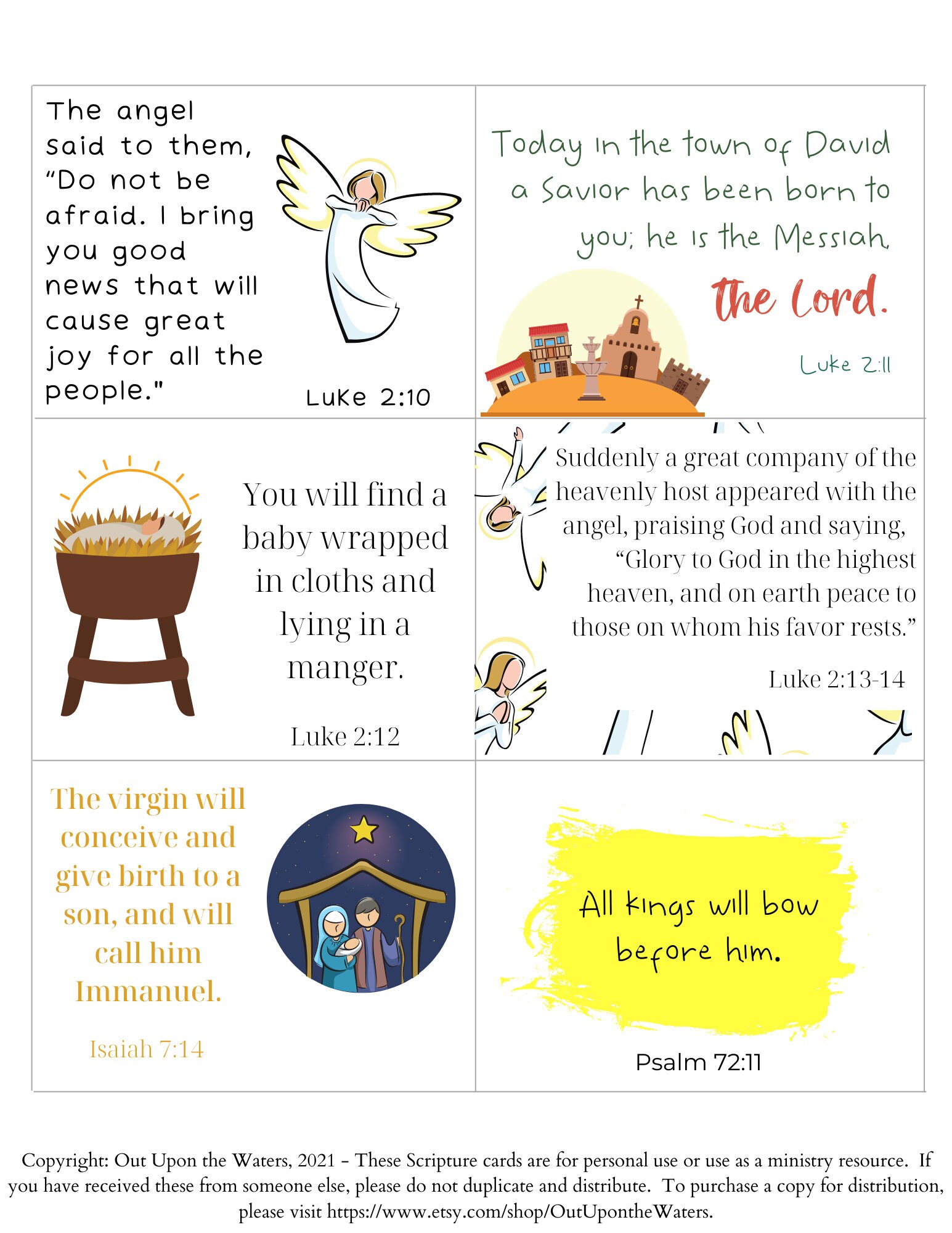Christmas Bible Verse Note Cards | Printable Scripture Cards for Kids ...