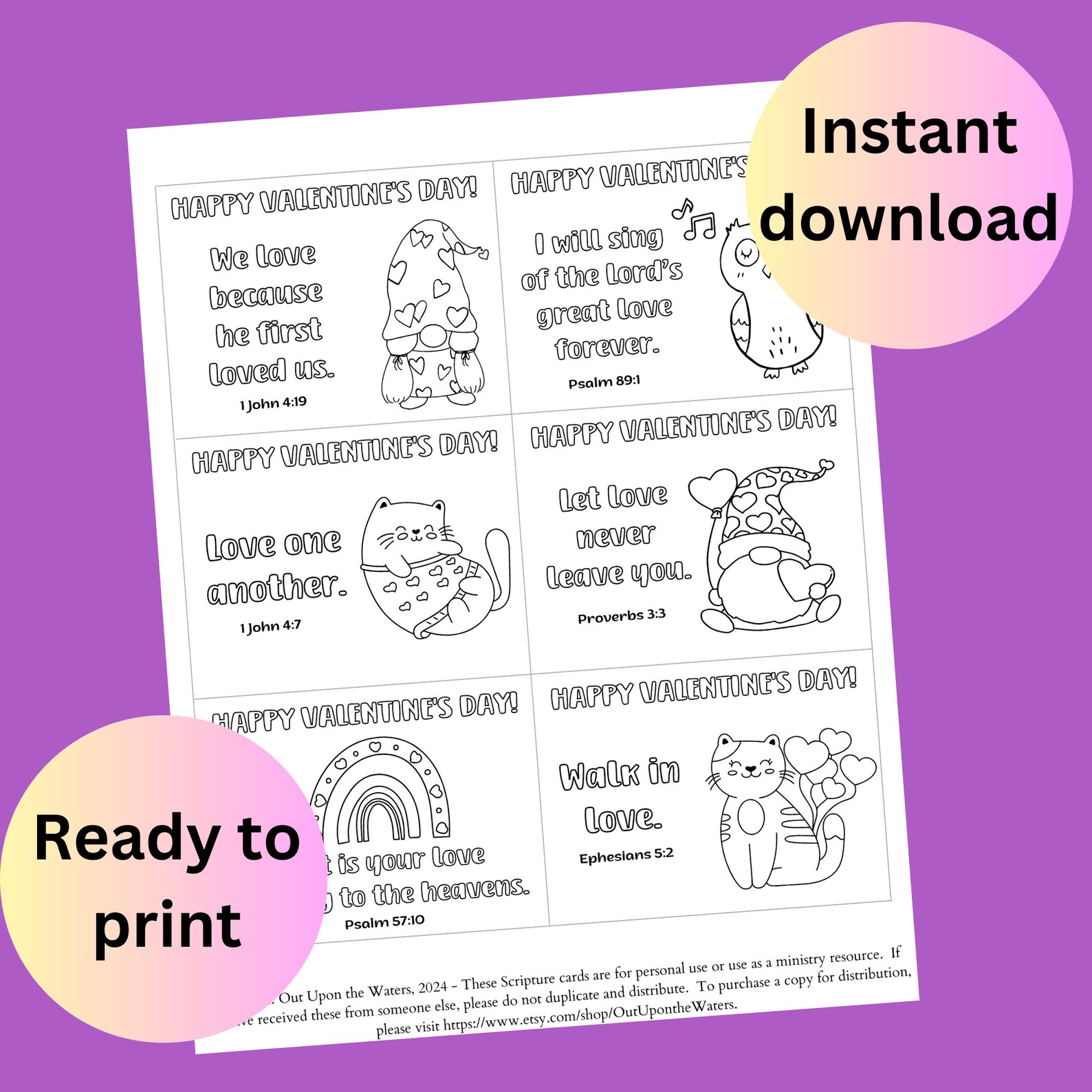 Valentine Printable Coloring Cards Set #2 | Bible Verse Valentines ...