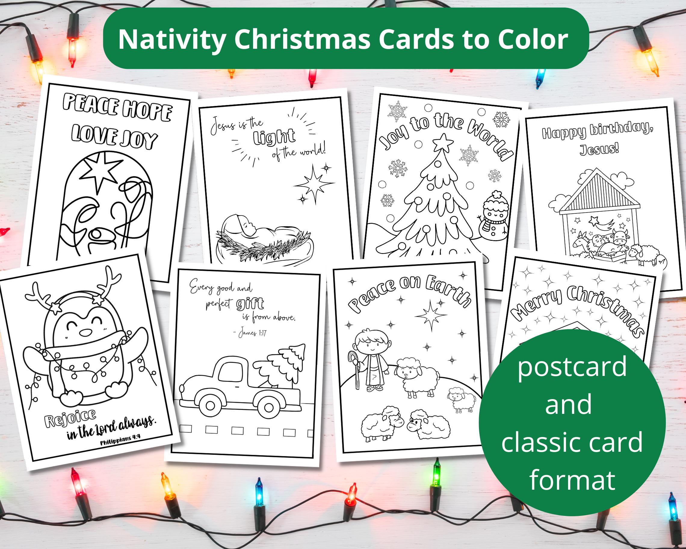 Nativity Christmas Card Coloring Pages Nativity Coloring Pages (Free
