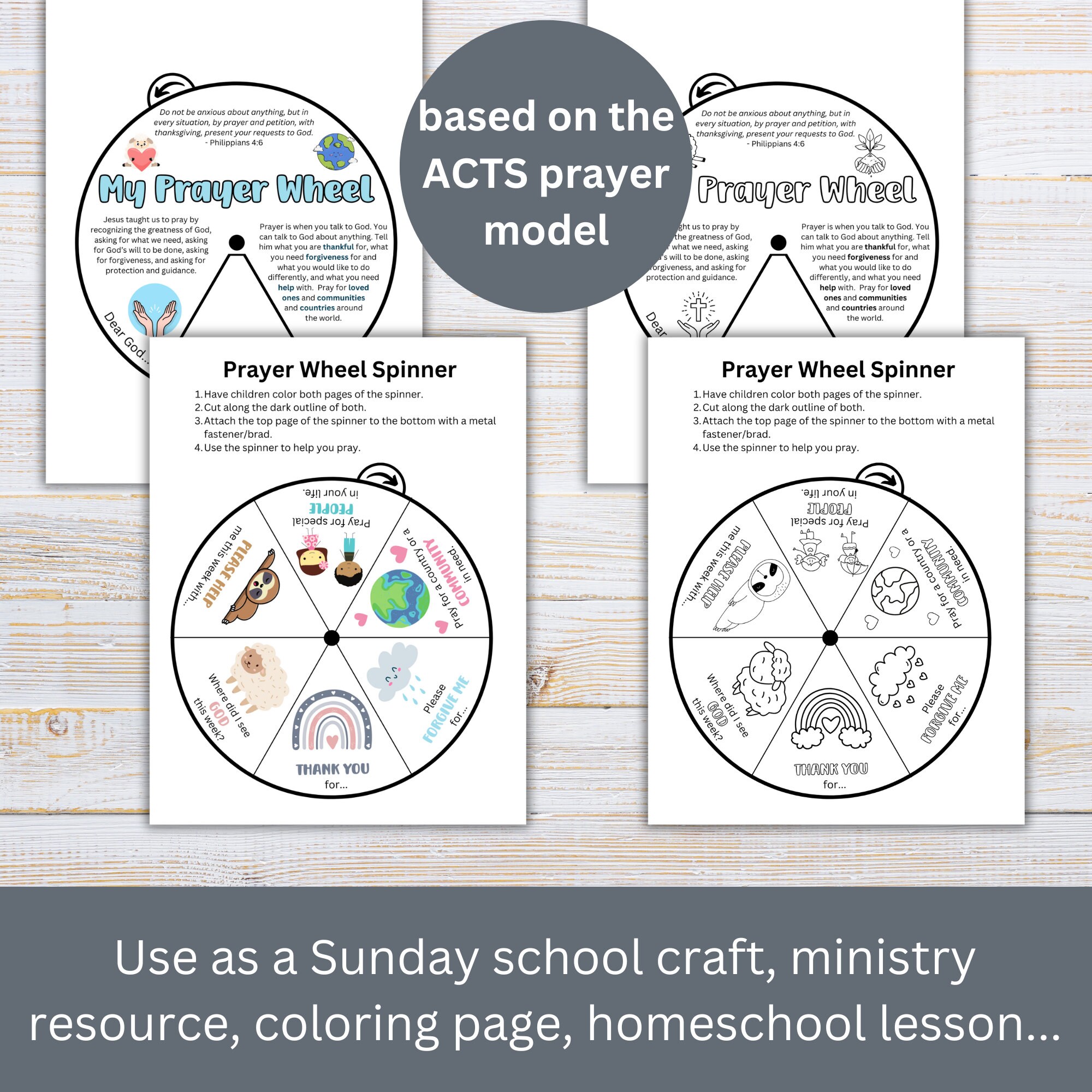 How to Pray Prayer Wheel Sunday School Craft Prayer Coloring Wheel ...