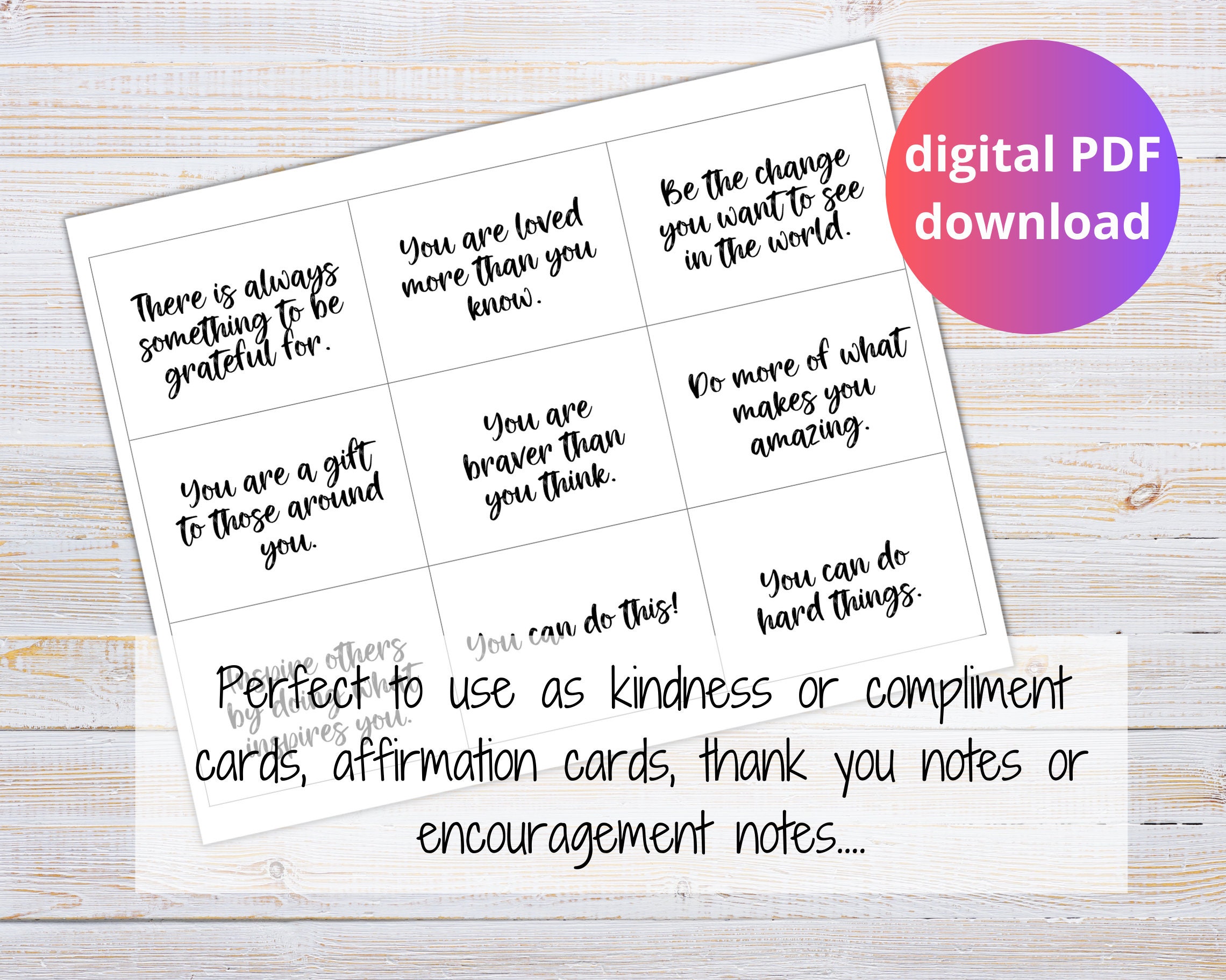 Positivity Cards | Inspirational Quotes Note Cards| Notes of ...