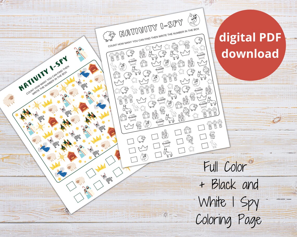 Nativity I Spy Activity Pages | Christmas Printable Coloring Pages ...
