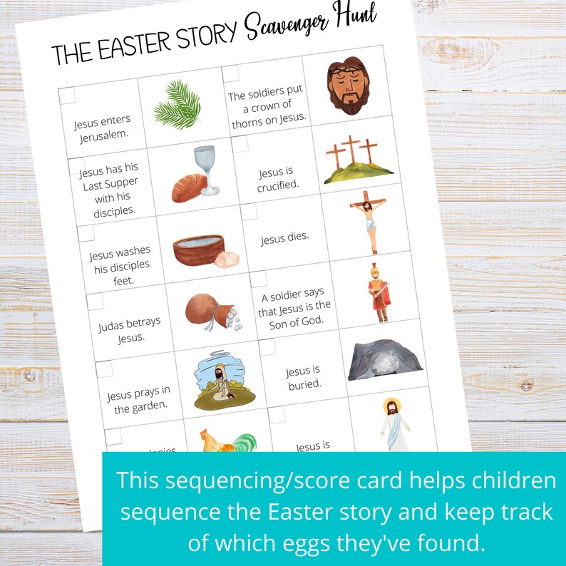 The Easter Story Scavenger Hunt | Christian Easter Egg Hunt for Kids ...