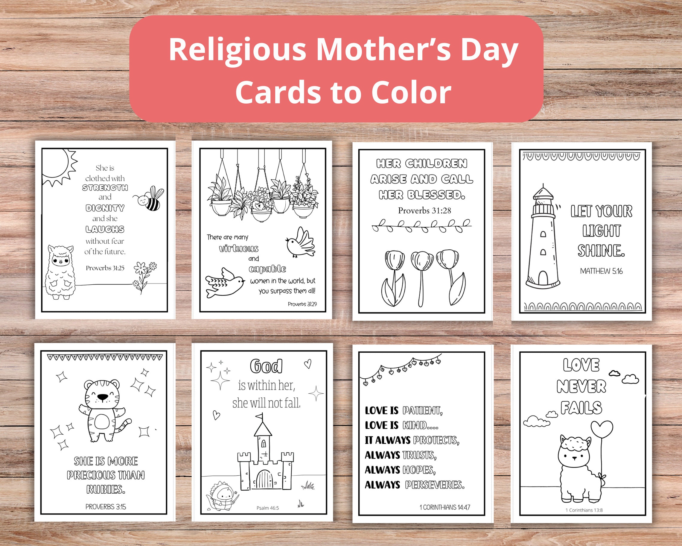 Religious Mothers Day Cards to Color | Mothers Day Postcards | Mothers ...