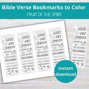 Fruit of the Spirit Bible Verse Bookmarks to Color | Kids Bible Verse ...