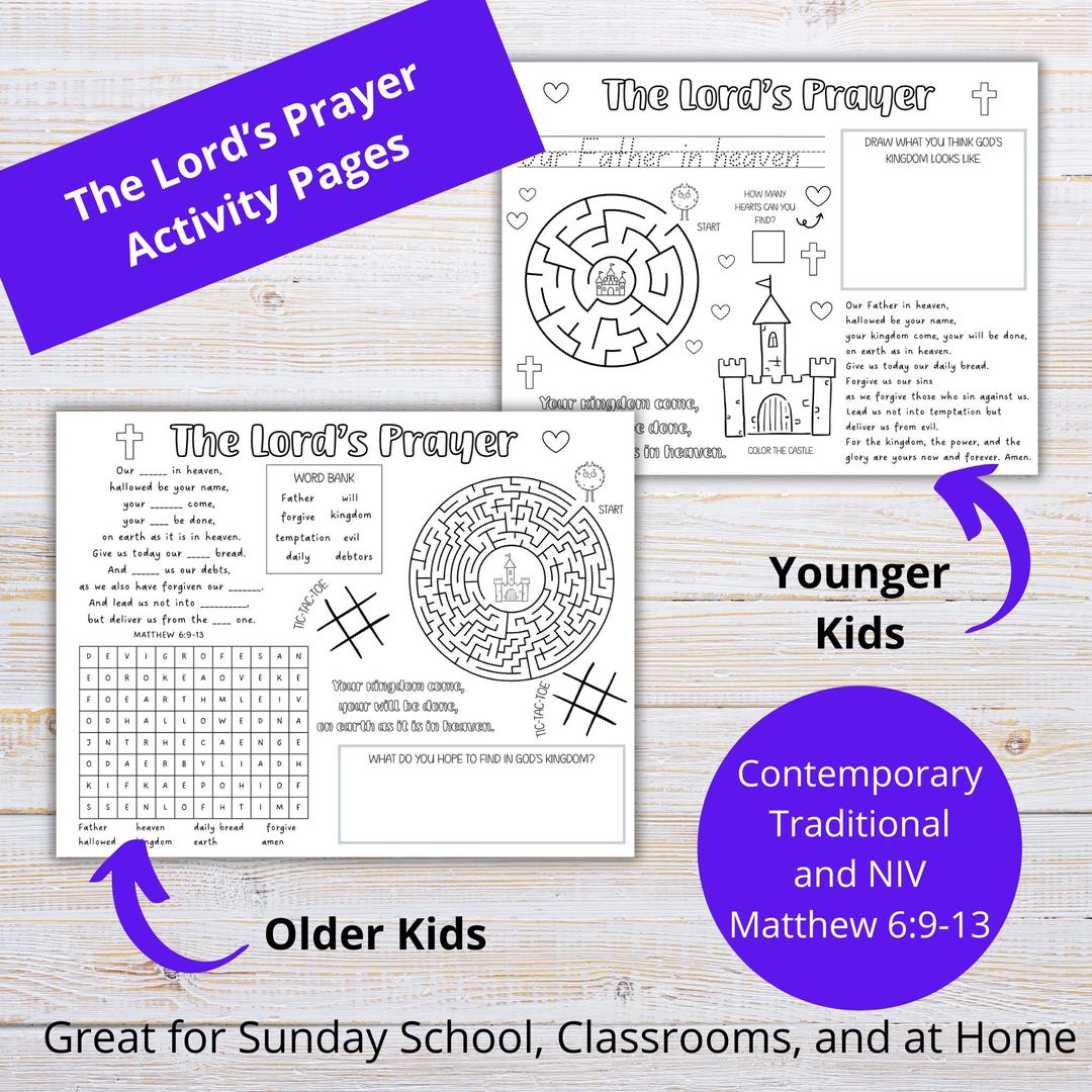 The Lord's Prayer Activity Placemat | Bible Coloring Page for Kids ...