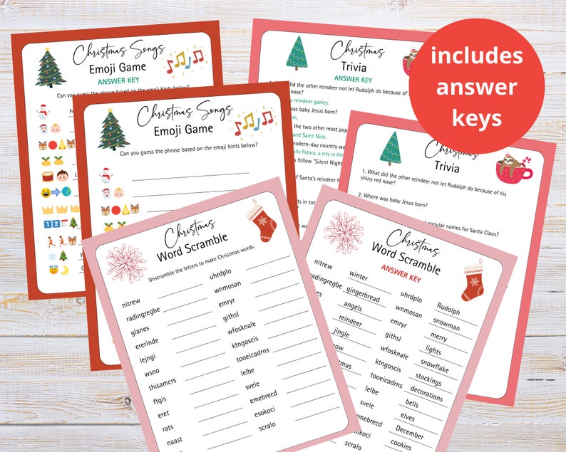 Printable Christmas Games Bundle Christmas Party Games Family Game ...