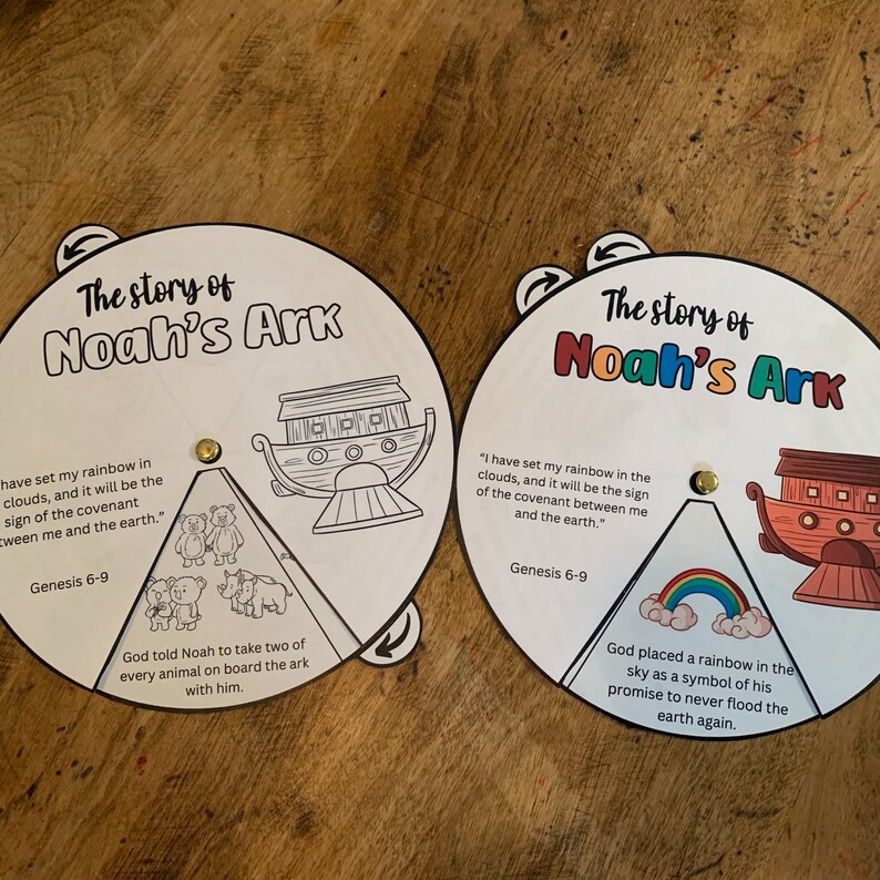 Noah's Ark Printable Bible Craft | Story Spinner | Noah's Ark Coloring ...