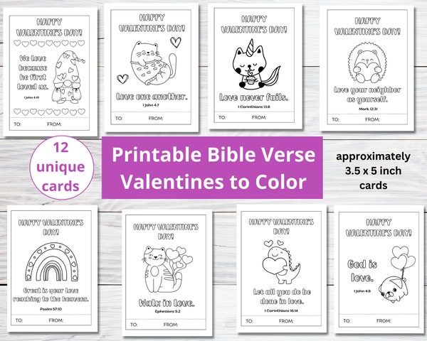God's Love Bible Verse Note Cards Printable Scripture Valentines Cute ...