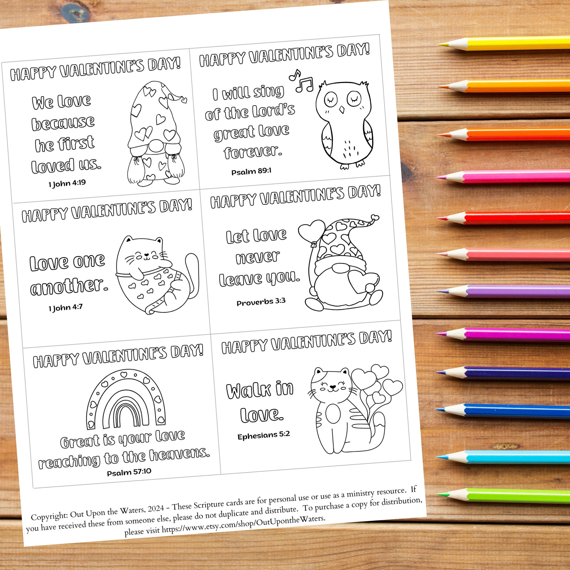 Valentine Printable Coloring Cards Set #2 | Bible Verse Valentines ...