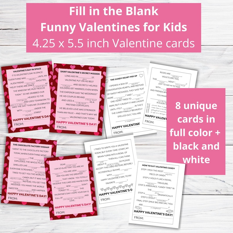 Printable Mad Libs Inspired Valentines | Cute Funny Fill in the Blank ...