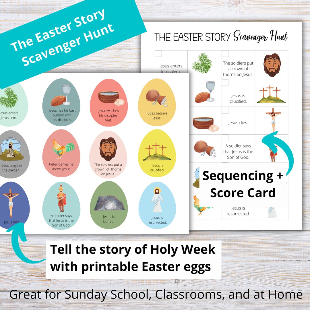The Easter Story Scavenger Hunt | Christian Easter Egg Hunt for Kids ...