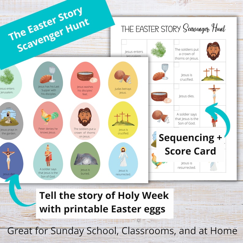 The Easter Story Scavenger Hunt | Christian Easter Egg Hunt for Kids ...