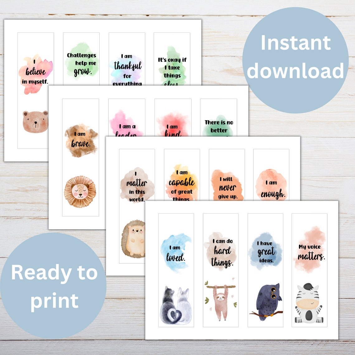 Positive Affirmation Bookmarks for Kids | Affirmation Printable ...