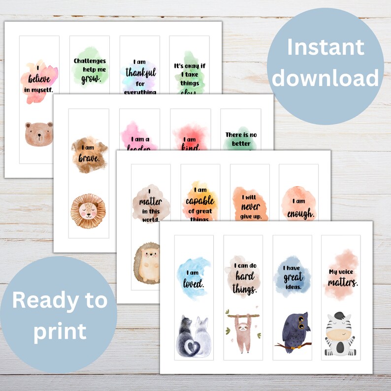 Positive Affirmation Bookmarks for Kids Affirmation Printable Bookmarks ...