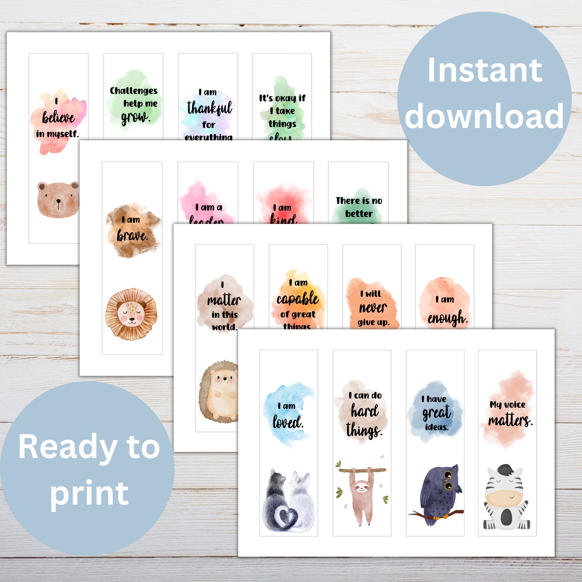 Positive Affirmation Bookmarks for Kids | Affirmation Printable ...