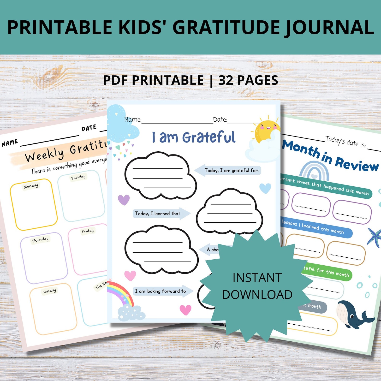 Printable Kids Gratitude Journal | Gratitude Journals for Boys and ...