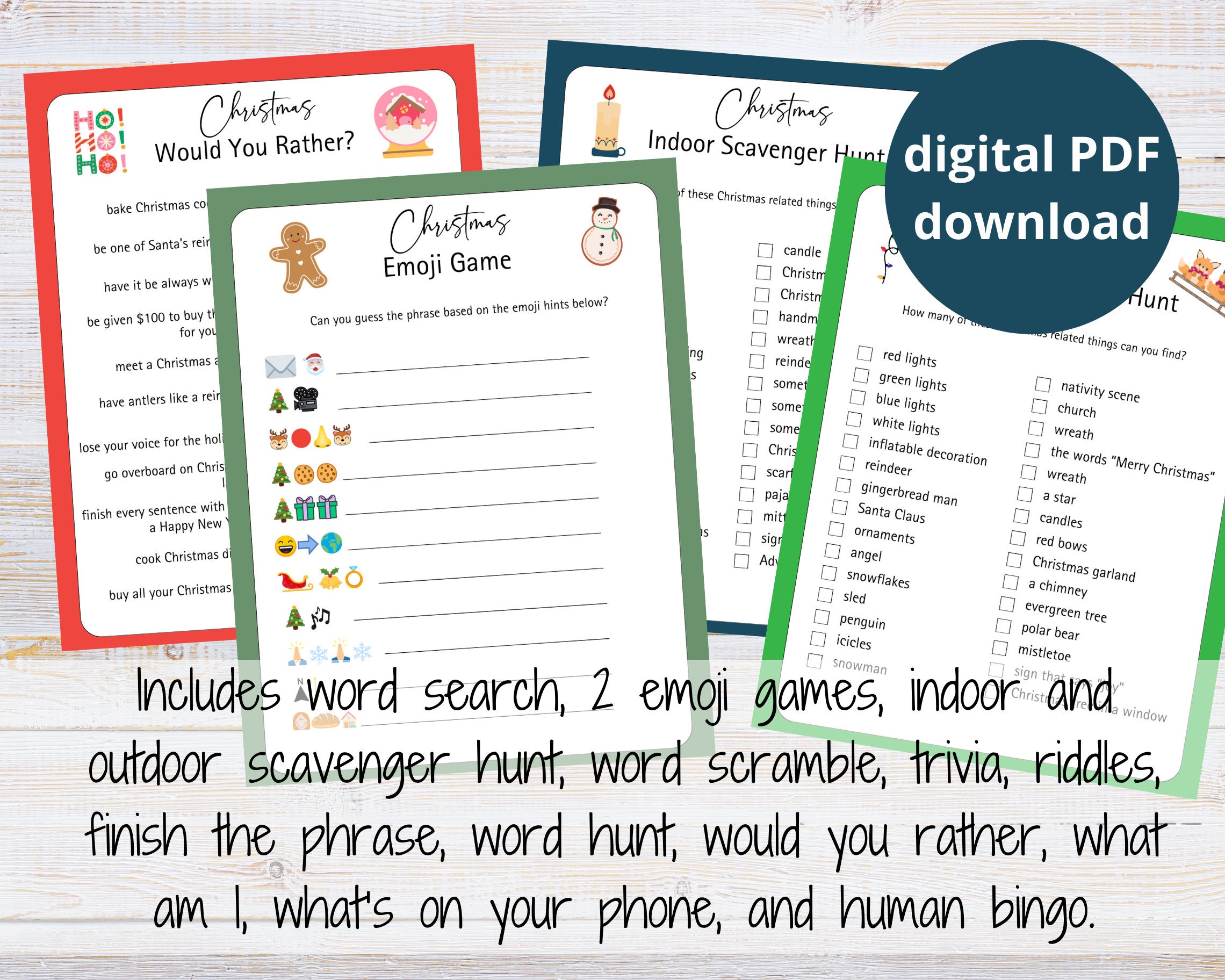 Printable Christmas Games Bundle | Christmas Party Games | Family Game ...