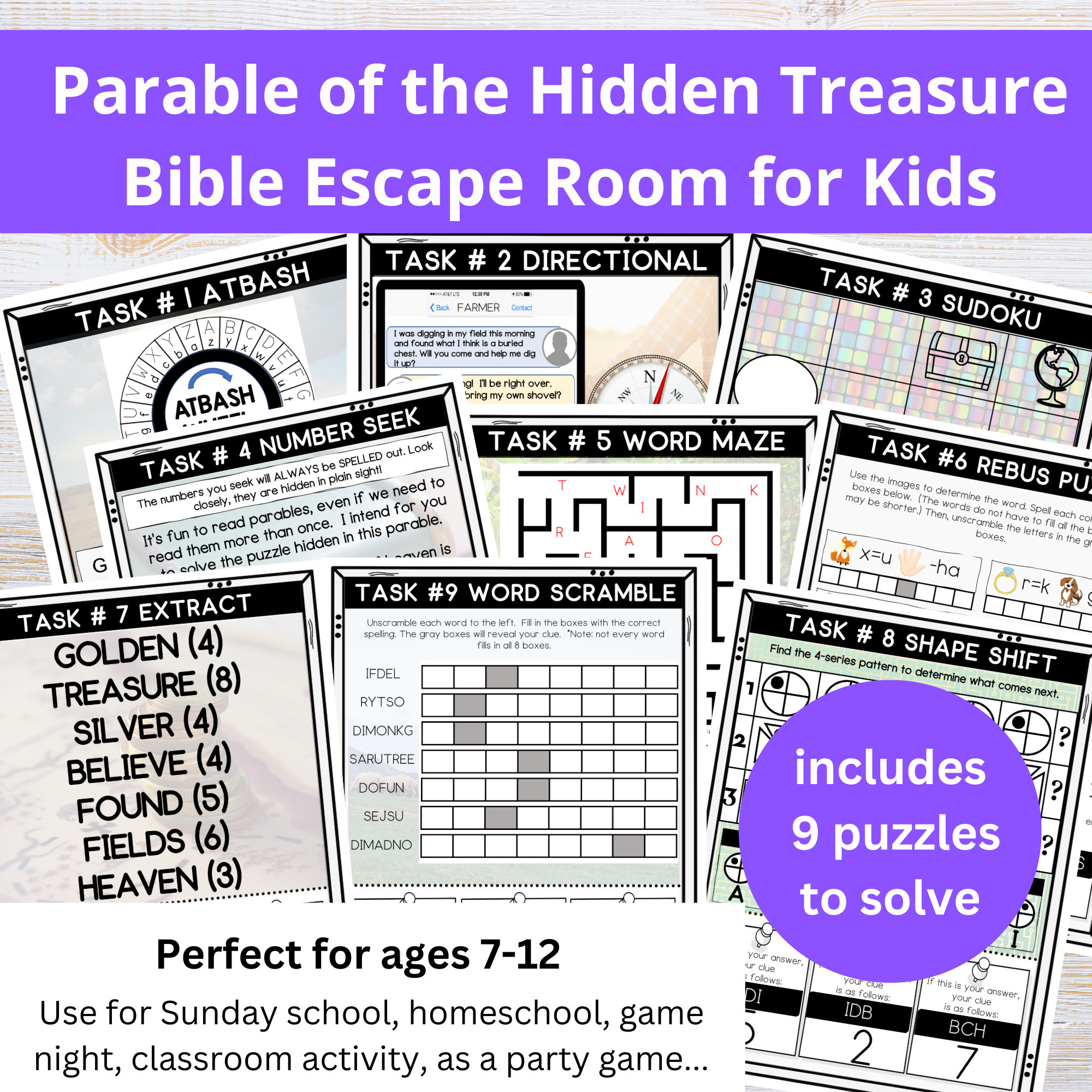 Parable of the Hidden Treasure Bible Story Escape Room | Printable ...