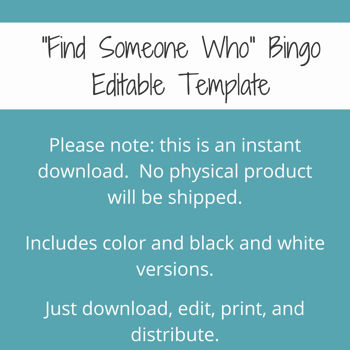 EDITABLE TEMPLATE: Find Someone Who Bingo Game | Editable Bingo Game ...