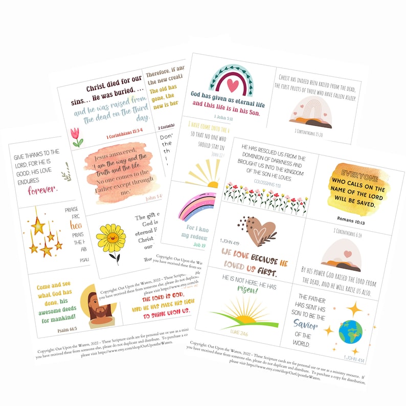 Easter Scripture Cards | Printable Bible Verse Cards for Kids | Small ...