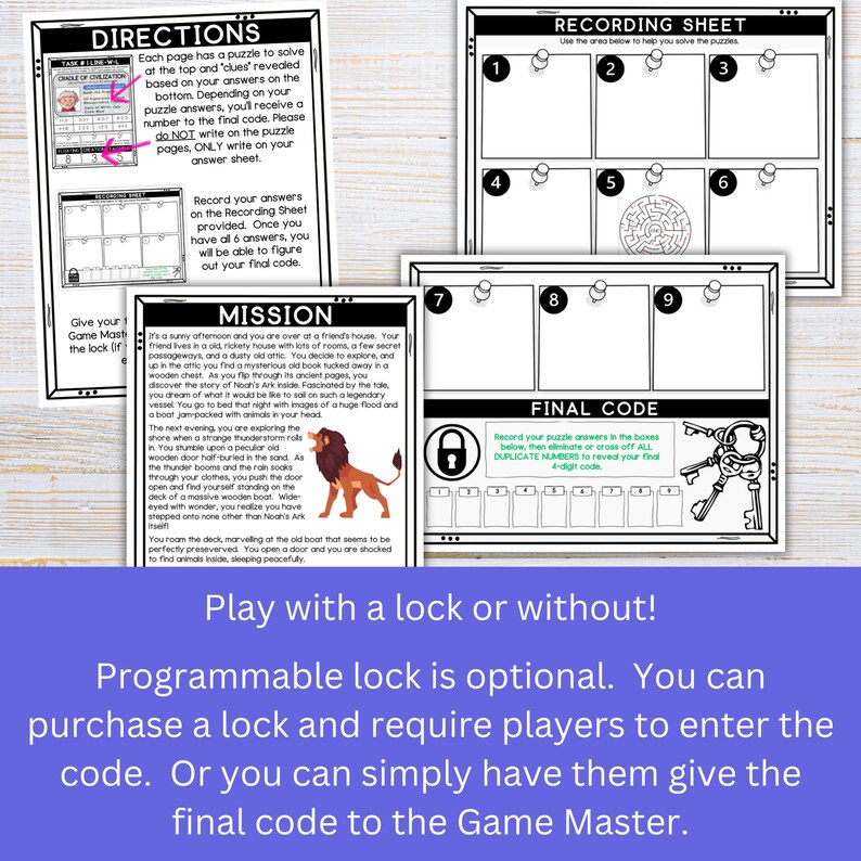 Noah's Ark Escape Room for Kids | Sunday School Game | Printable Escape ...