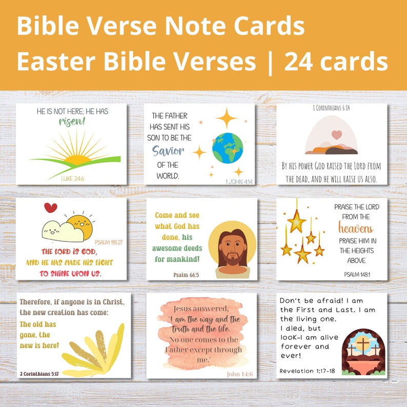 Easter Scripture Cards Printable Bible Verse Cards for Kids - Etsy Canada