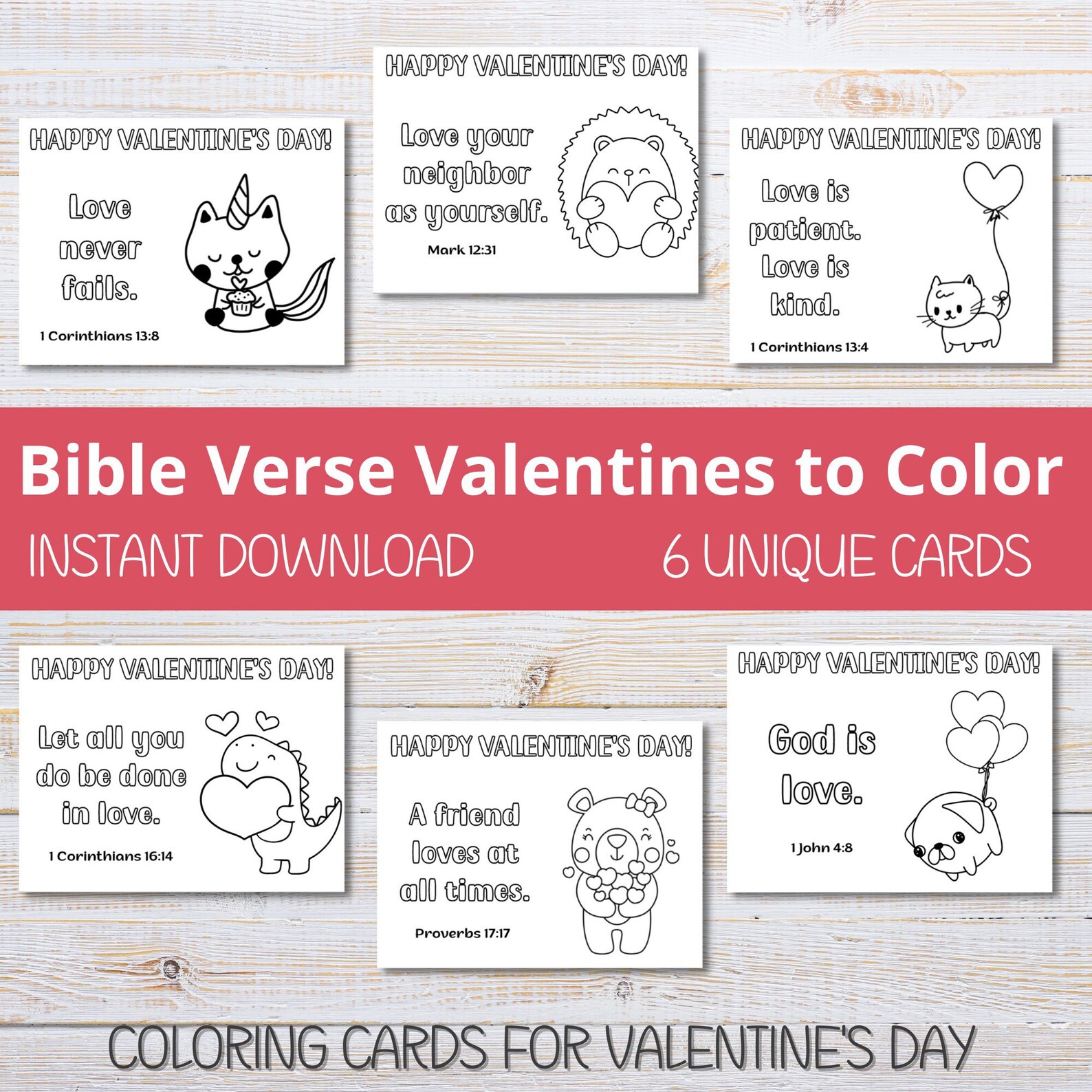 Printable Valentine Cards to Color | Bible Verse Valentines | Christian ...