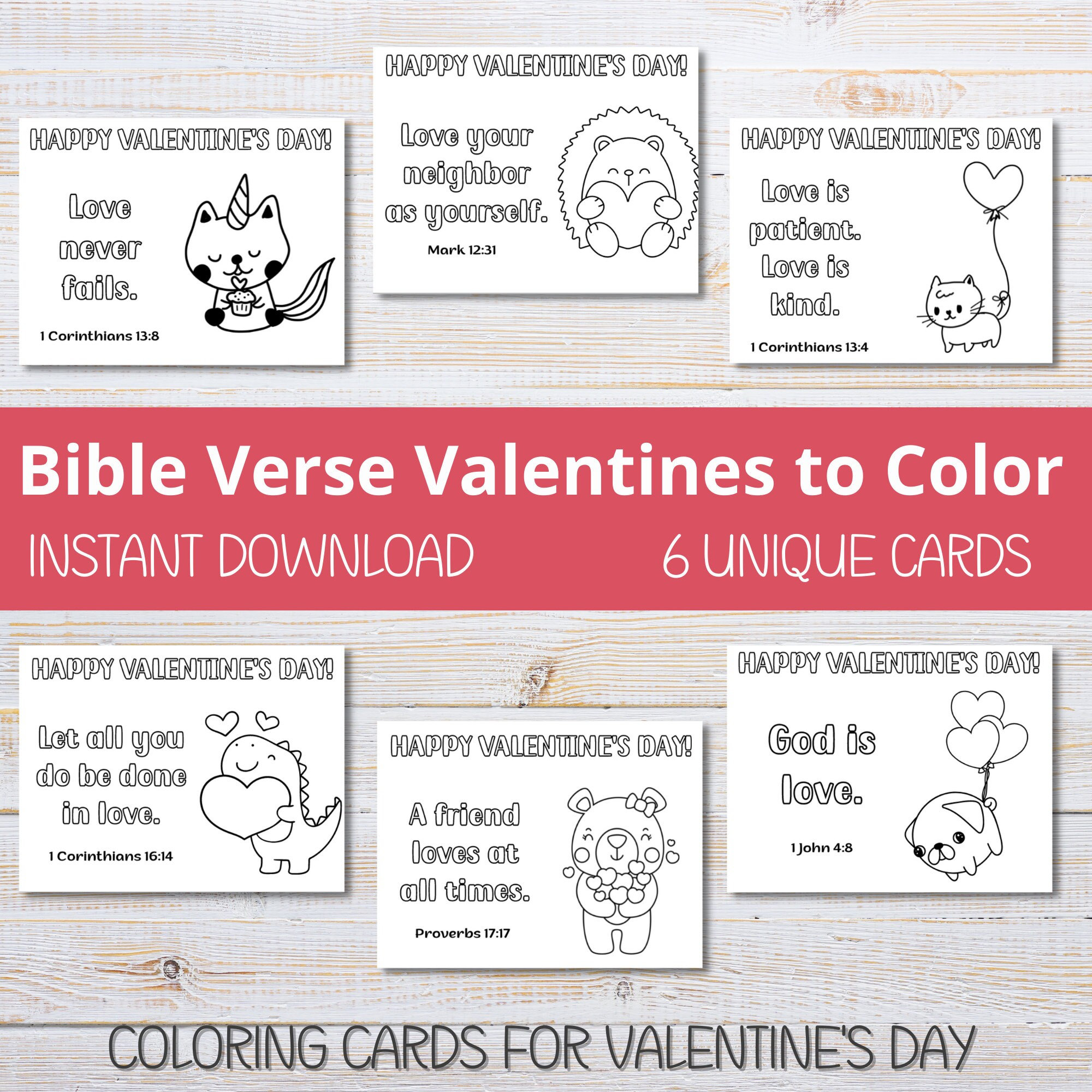 Printable Valentine Cards to Color | Bible Verse Valentines | Christian ...