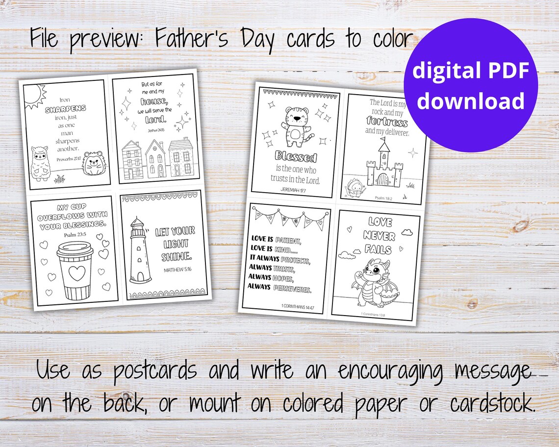 Religious Father's Day Cards to Color | Fathers Day Bible Verse ...