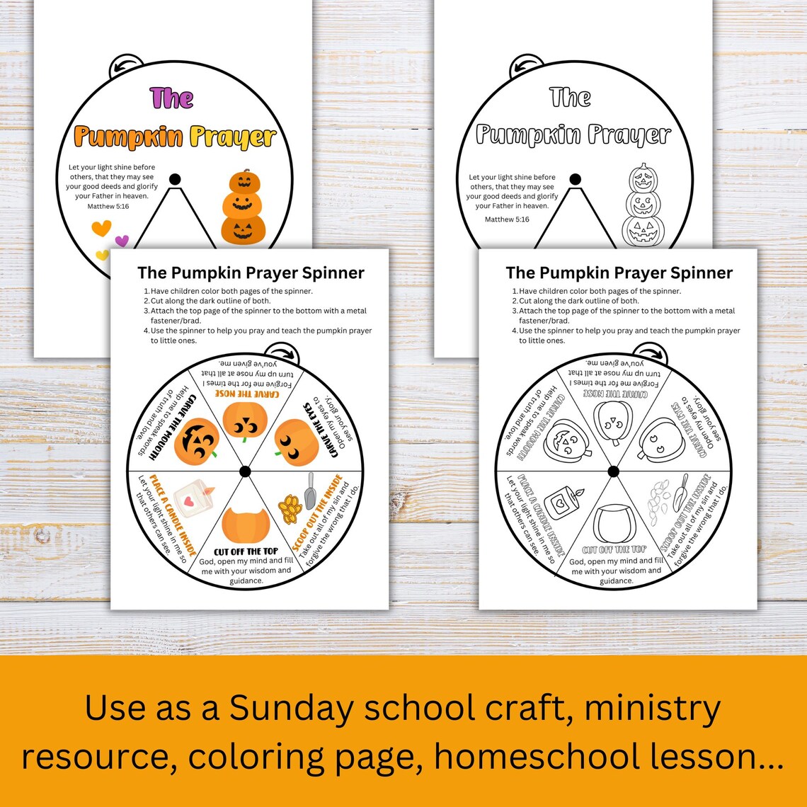 The Pumpkin Prayer Coloring Wheel | Pumpkin Carving Christian Halloween ...