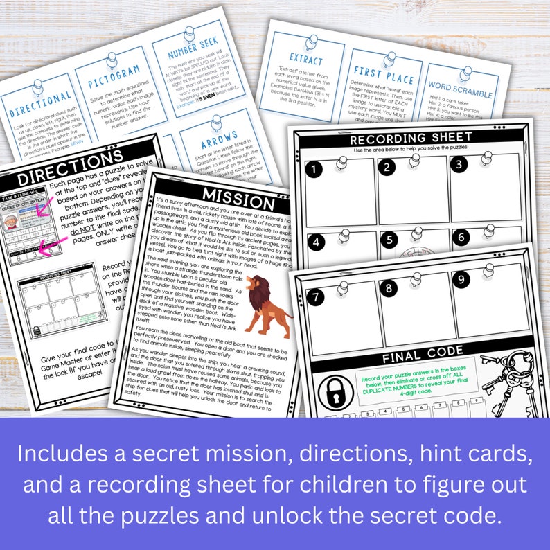 Noah's Ark Escape Room for Kids | Sunday School Game | Printable Escape ...