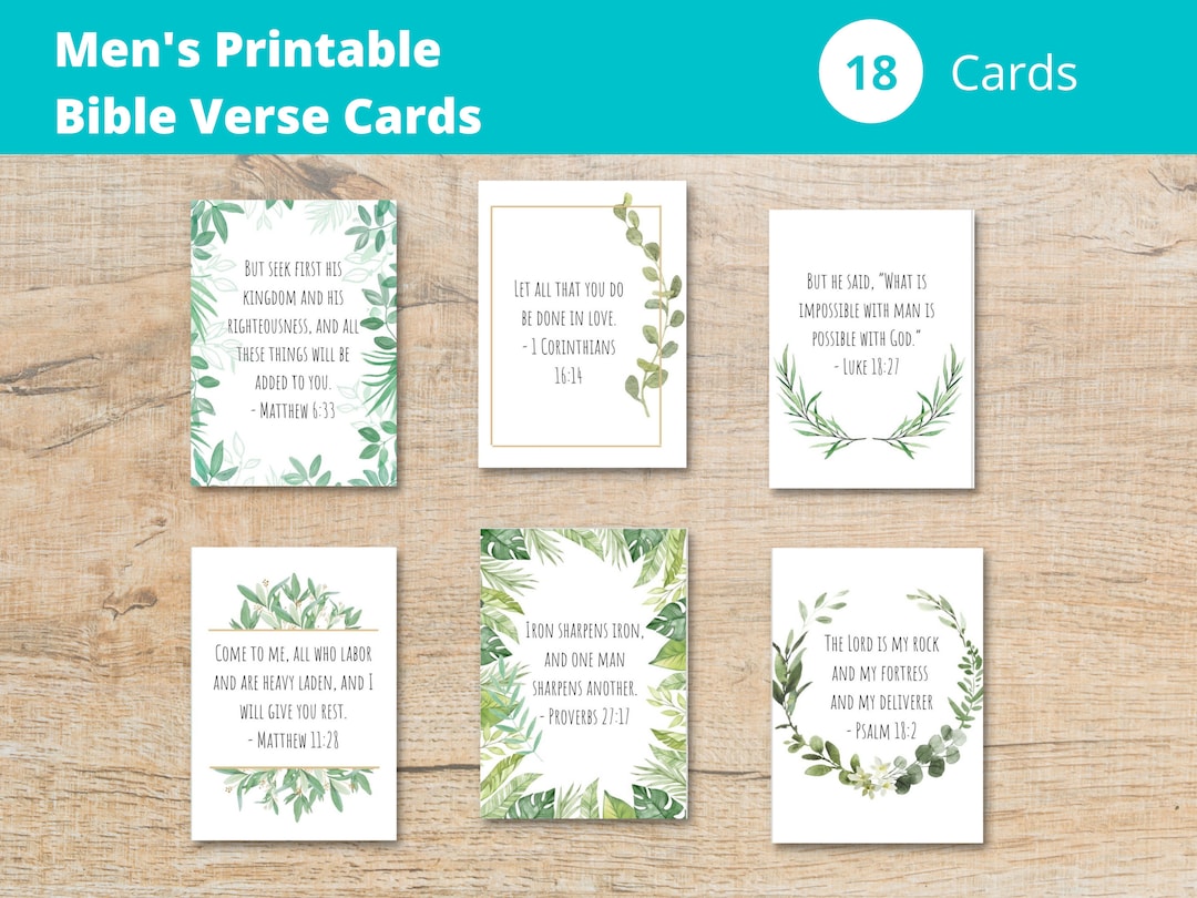 Men's Printable Bible Verse Cards | Small Scripture Cards | Bible Verse ...