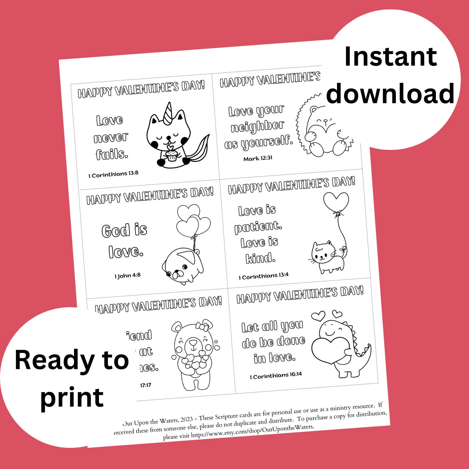 Printable Valentine Cards to Color | Bible Verse Valentines | Christian ...