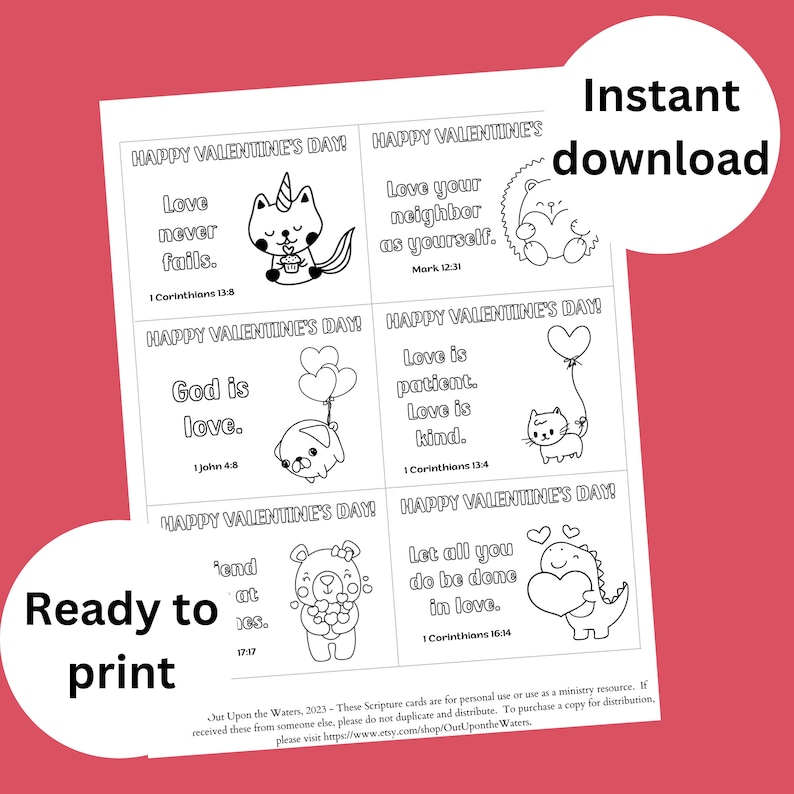 Printable Valentine Cards to Color | Bible Verse Valentines | Christian ...