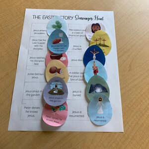 The Easter Story Scavenger Hunt | Christian Easter Egg Hunt for Kids ...