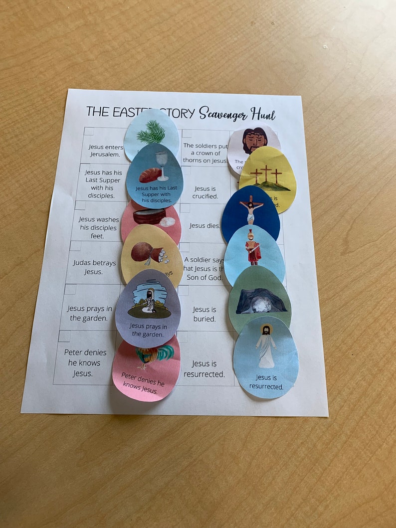 The Easter Story Scavenger Hunt | Christian Easter Egg Hunt for Kids ...